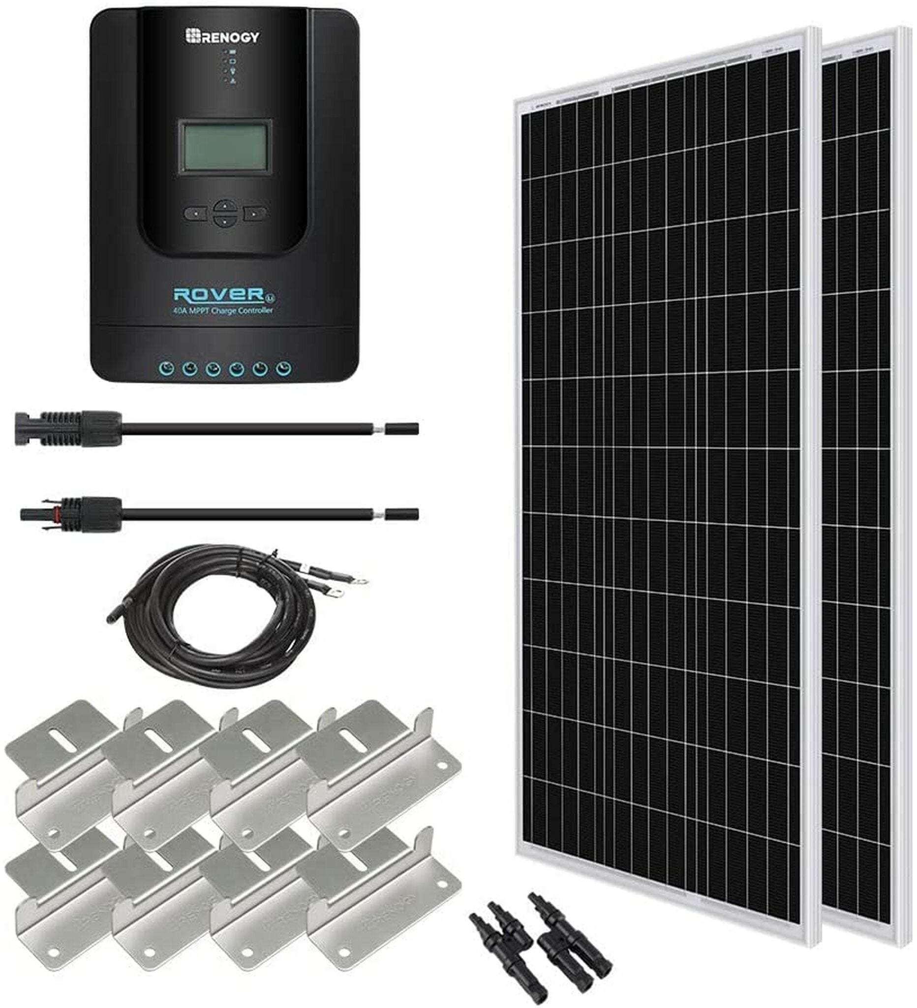 Renogy 200 Watt 12 Volt Solar Starter Kit w/ MPPT Charge Controller ...